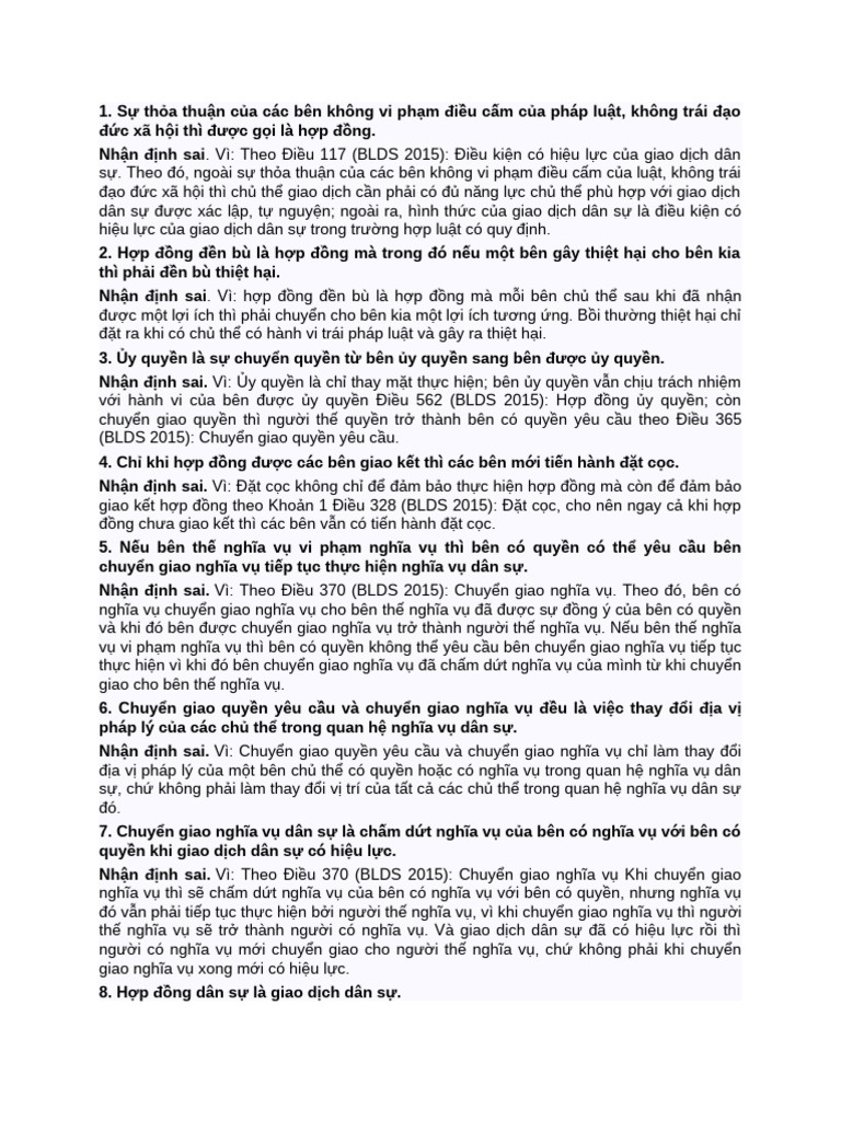 Nhận định đúng sai LDS 2 | PDF