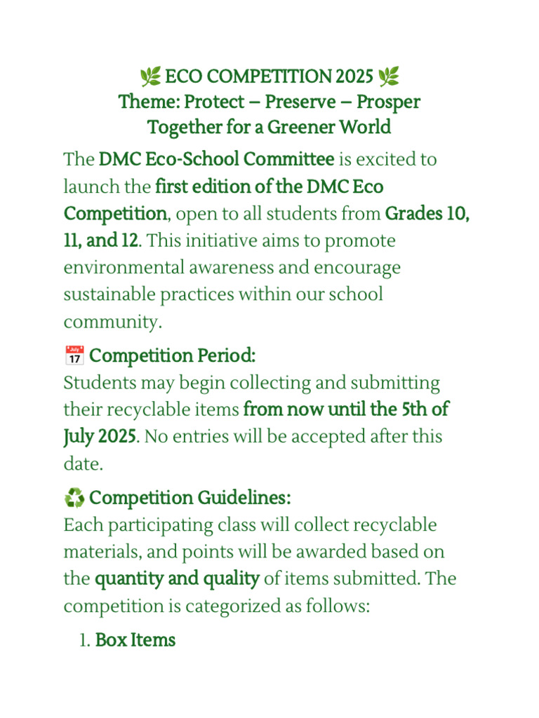 DMC Eco Competition 2025 Launch | PDF