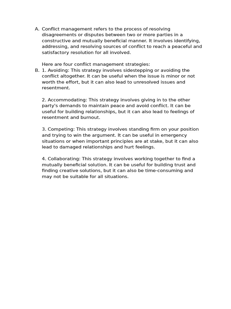 Conflict Management Assignment | PDF