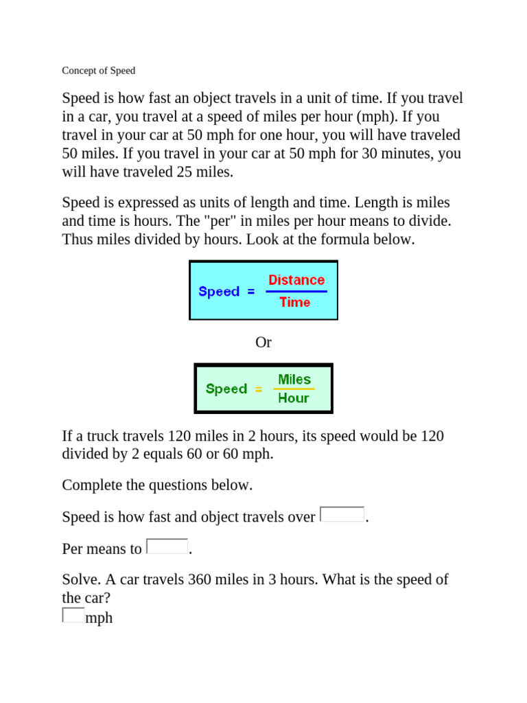 Understanding Speed: Definition and Examples | PDF