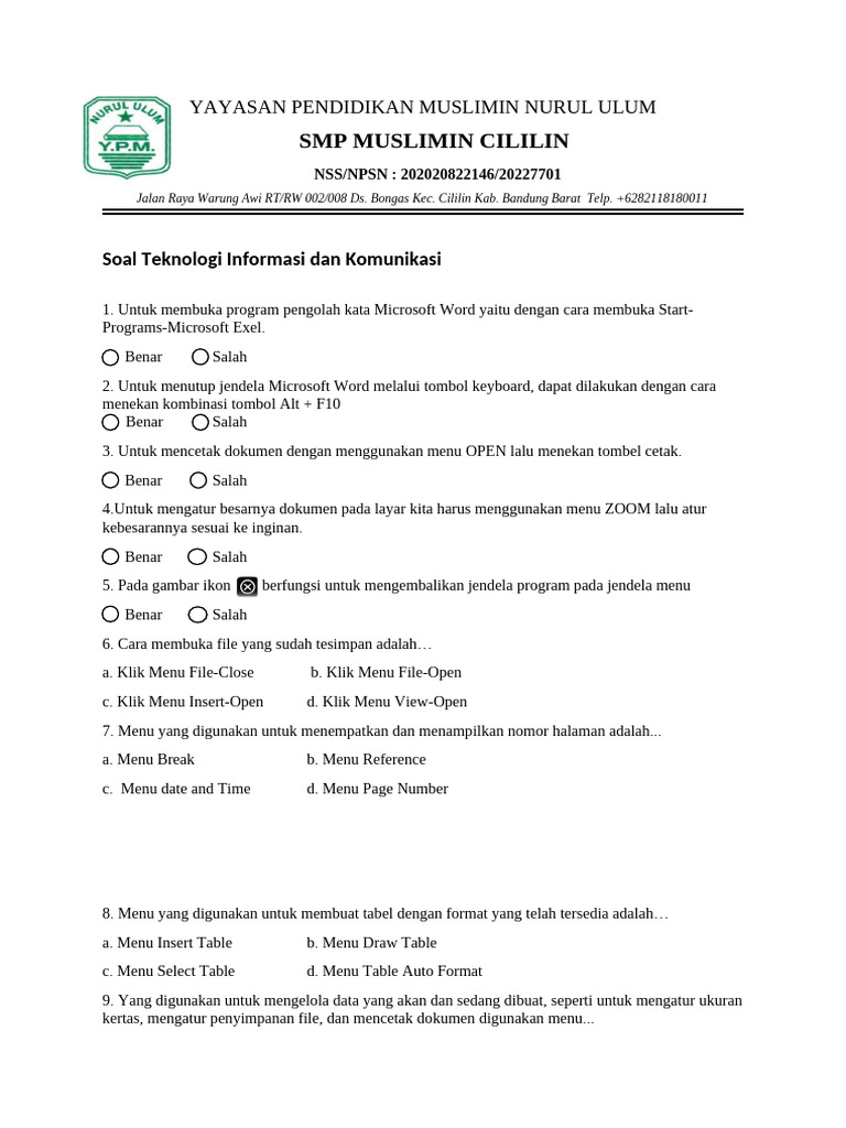 Soal Tik Kls 8 | PDF