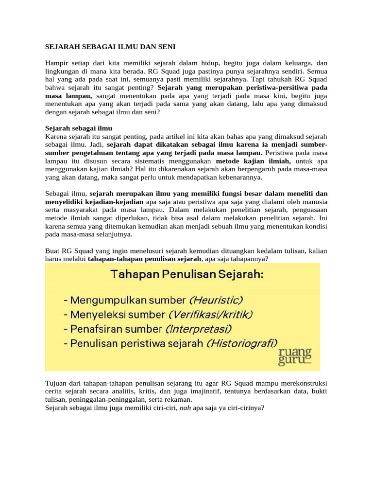 Sejarah Sebagai Ilmu Dan Seni | PDF