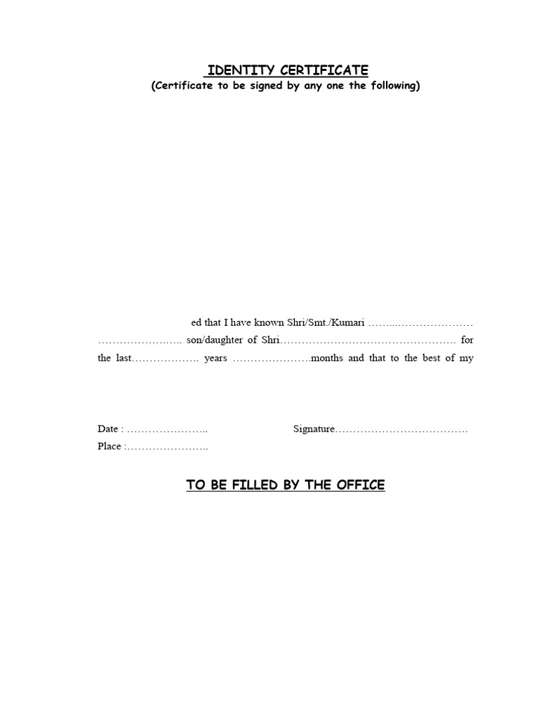 Identity Certificate FORM by GAD 2016 | PDF | Detention (Imprisonment ...