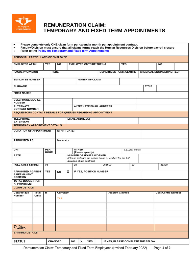 Claim Form When One Undertakes The Role of Being A Tutor | PDF