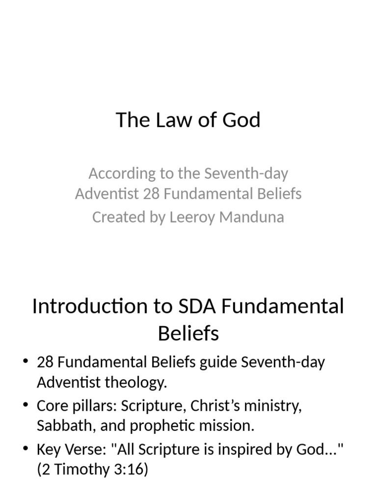 SDA Belief: The Law of God Explained | PDF