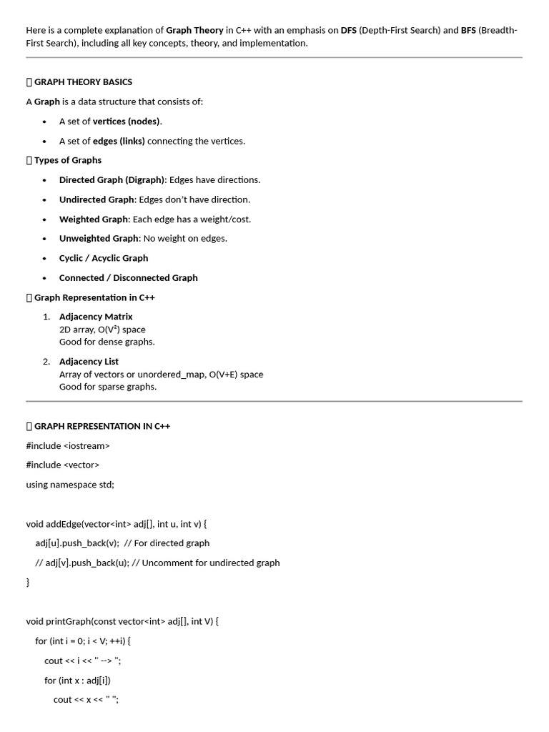 Here Is A Complete Explanation of Graph Theory in C | PDF | Vertex (Graph Theory) | Algorithms ...