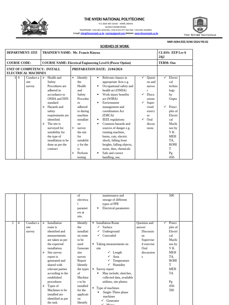 INSTALL Electrical Machine Level 6 - Yr 2 - Term 1 | PDF | Tools ...