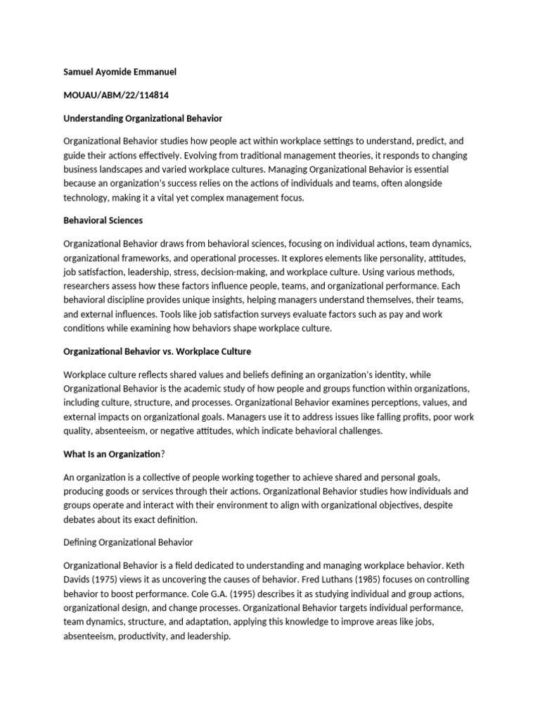 Samuel Ayomide-WPS Office | PDF | Leadership | Organizational Behavior
