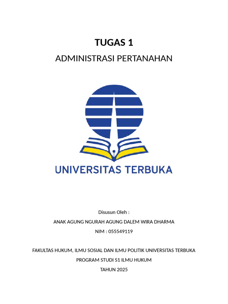 Tugas 1 Administrasi Pertanahan | PDF