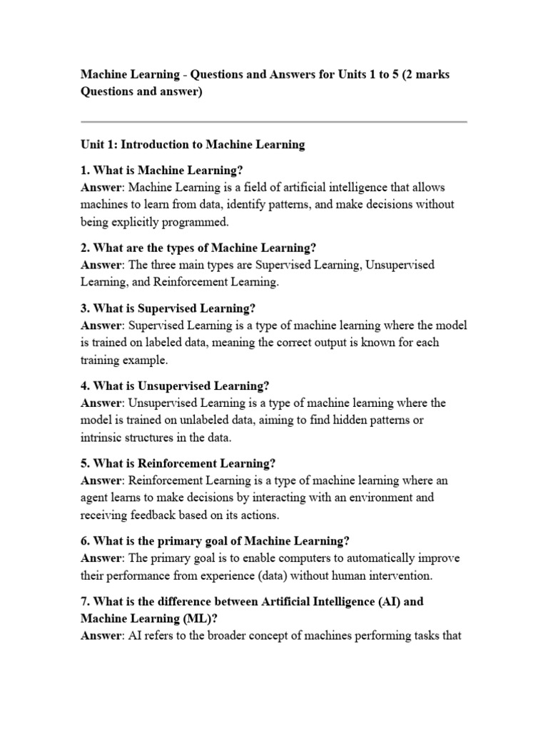 Machine Learning Units 1 To 5 Bolded Questions | PDF | Bayesian Network ...