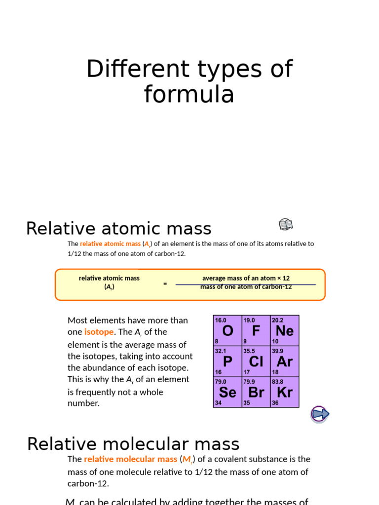 Different Types of Formula | PDF | Mole (Unit) | Molecules
