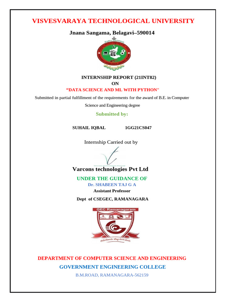 Visvesvaraya Technological University | PDF | Data | Machine Learning