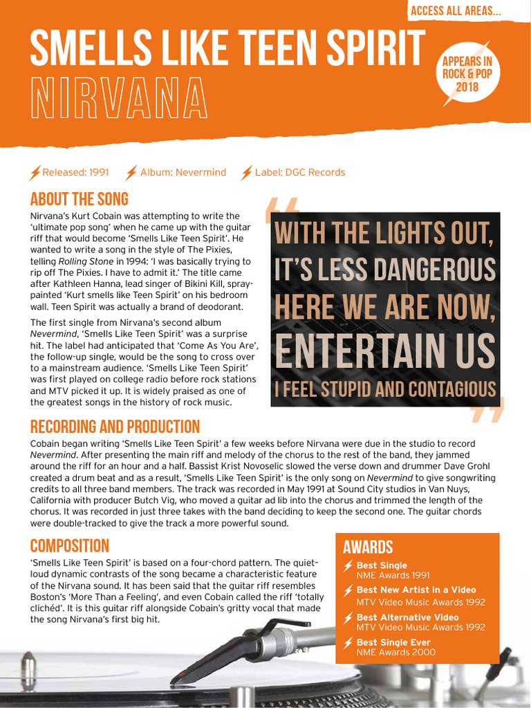 Producer's Notes - Smells Like Teen Spirit | PDF | Nirvana (Band ...