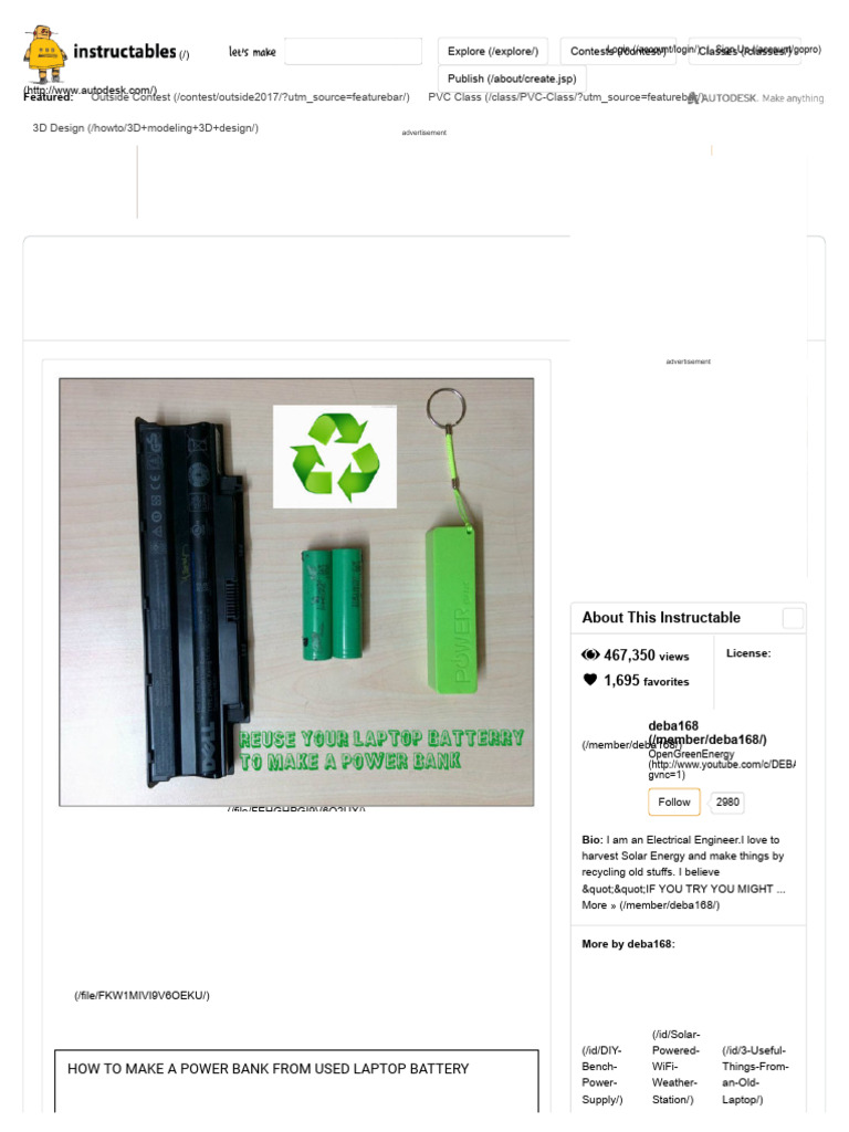 Recondition Laptop Battery to Power Bank | PDF | Battery Charger ...