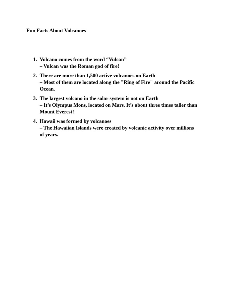Fun Facts About Volcanoes | PDF