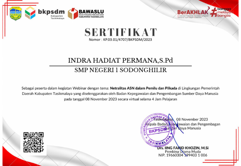 Sertifikat Indra Hadiat Permana, s.pd-1 | PDF