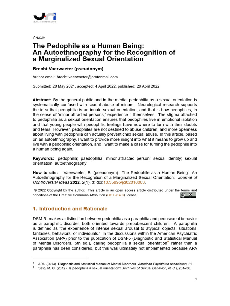 The Pedophile as Human | PDF | Pedophilia | Human Sexuality