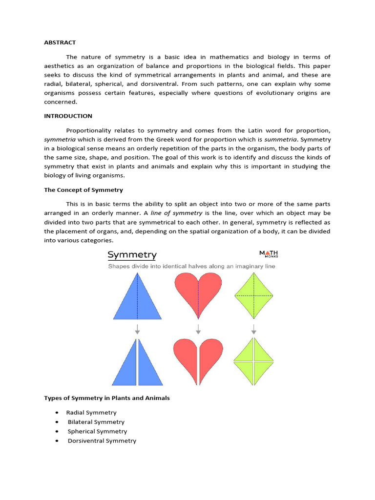 Symmetry in Plants and Animals Report G2 | PDF | Symmetry | Flowers