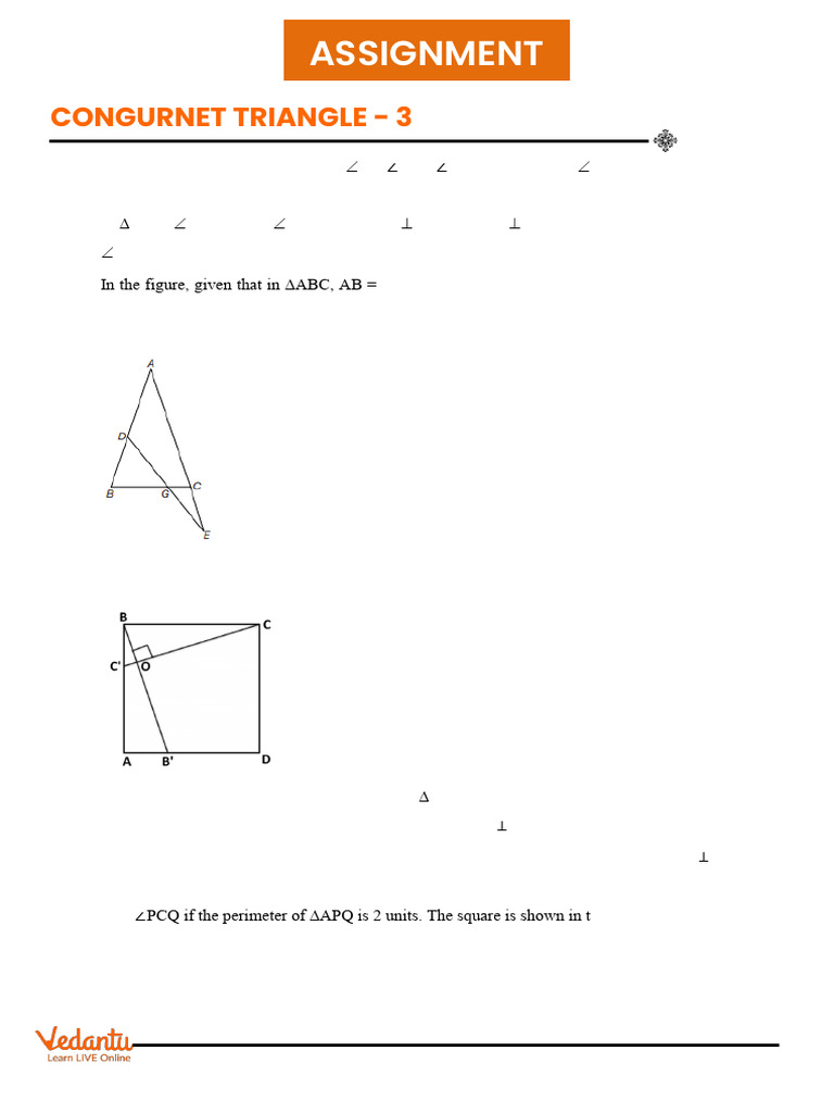 Congruent Triangles Assignment 3 | PDF | Triangle | Perpendicular