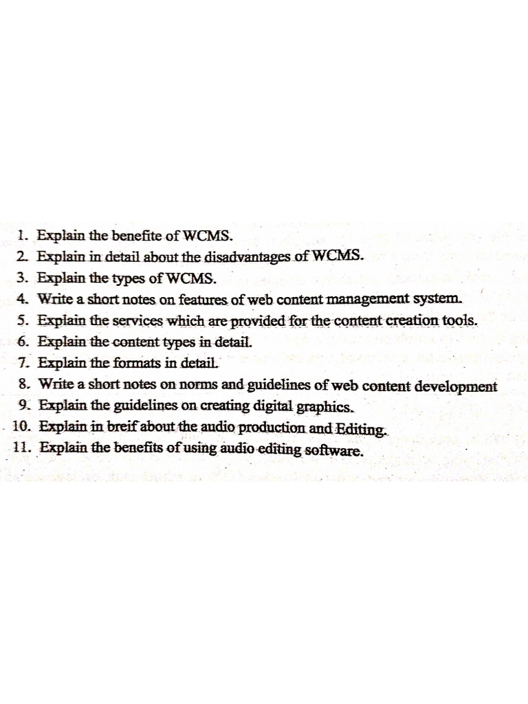 WCMS Important Questions | PDF
