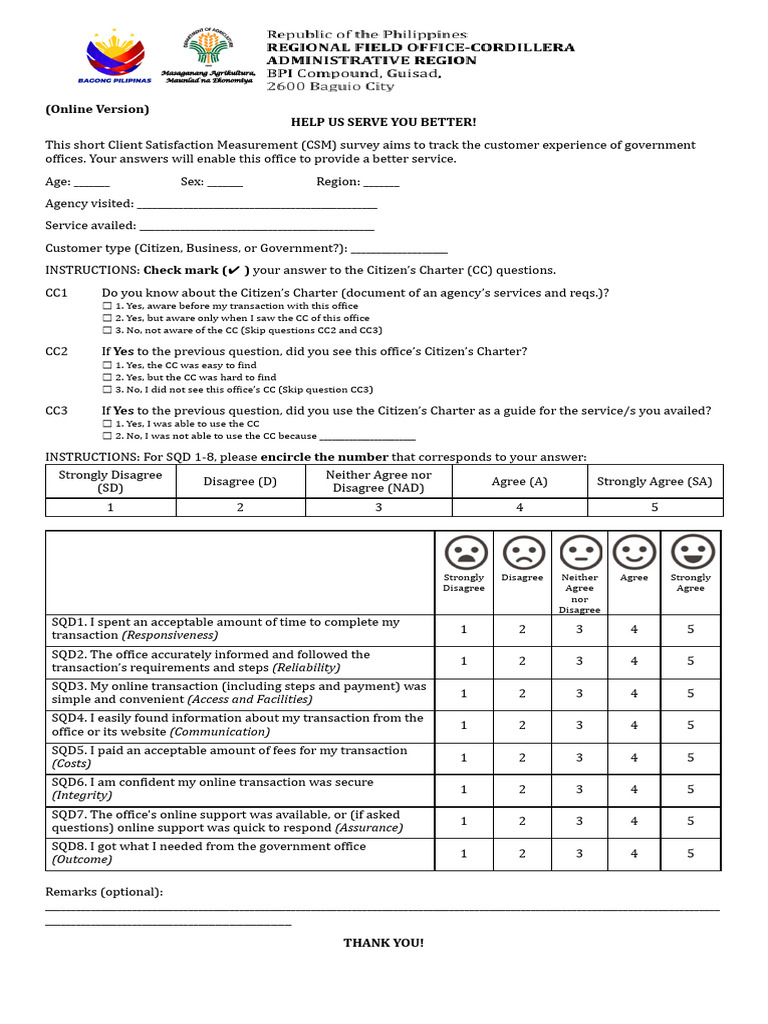 ARTA MC 2022 05 - Annex A. CSM Questionnaire - Online | PDF | Business