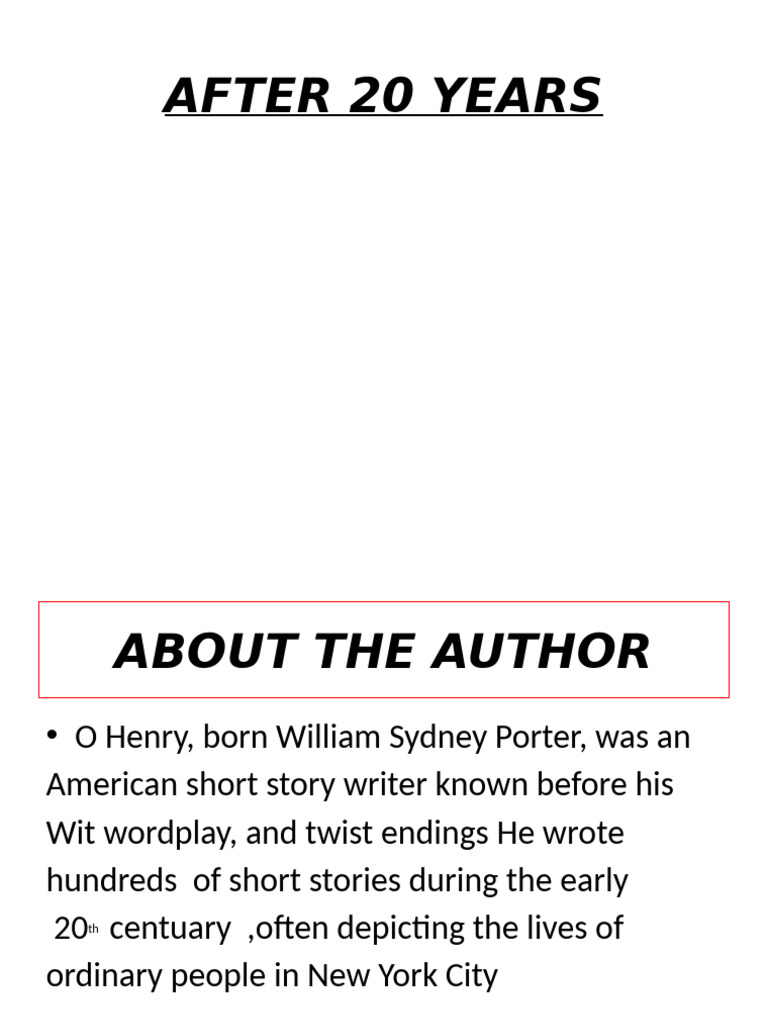 After 20 Years | PDF