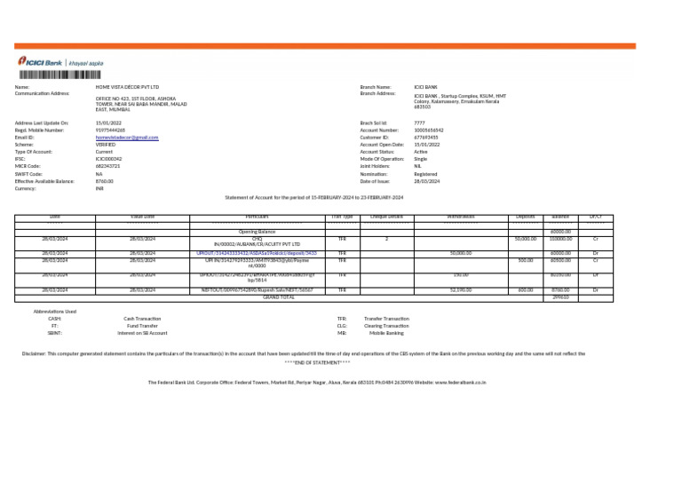 AccountStatement 22 MAY 2023 To 22 NOV 2023 | PDF | Financial Technology | Finance & Money ...