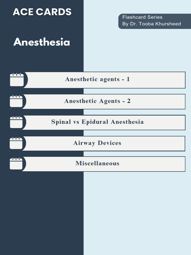 Ace Cards - Anaesthesia - Flashcards | PDF