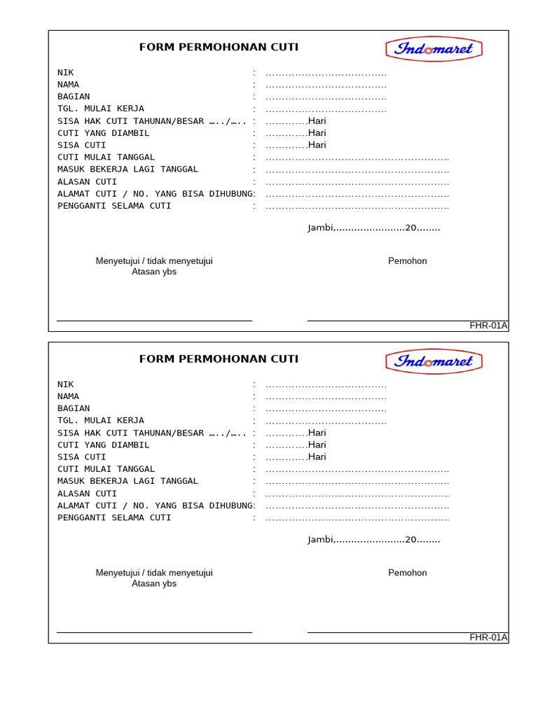 Form Cuti Fix | PDF