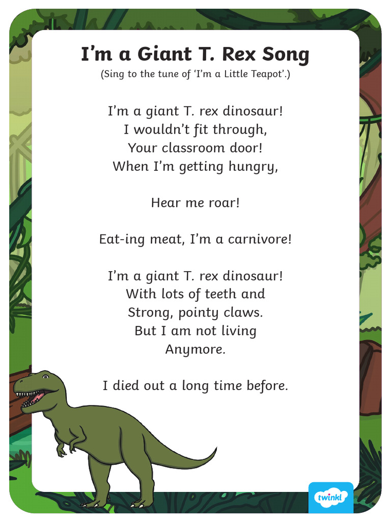 Im A Giant T Rex Song Sheet | PDF