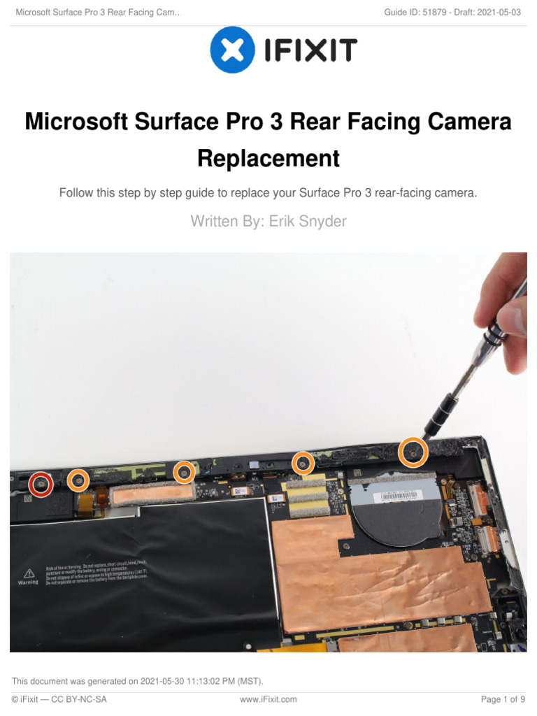 Replace Surface Pro 3 Rear Camera Guide | PDF | Electrical Connector ...