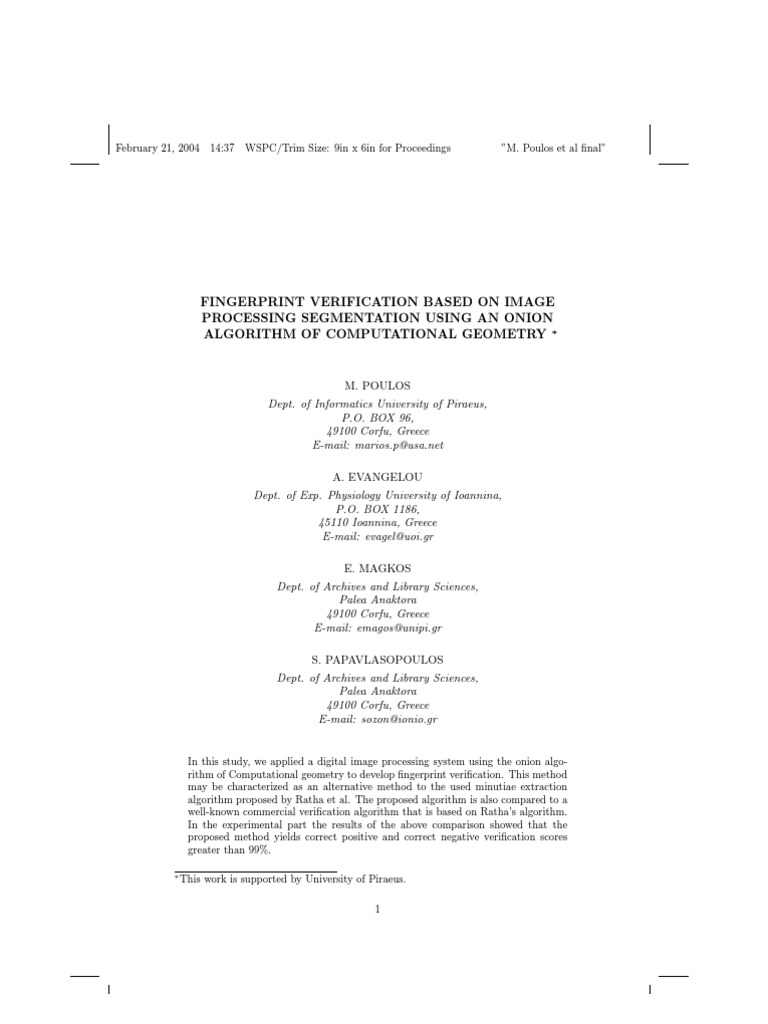 Finger Print | PDF | Image Segmentation | Matrix (Mathematics)
