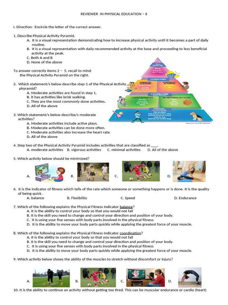 Physical Education Review Questions | PDF | Physical Fitness
