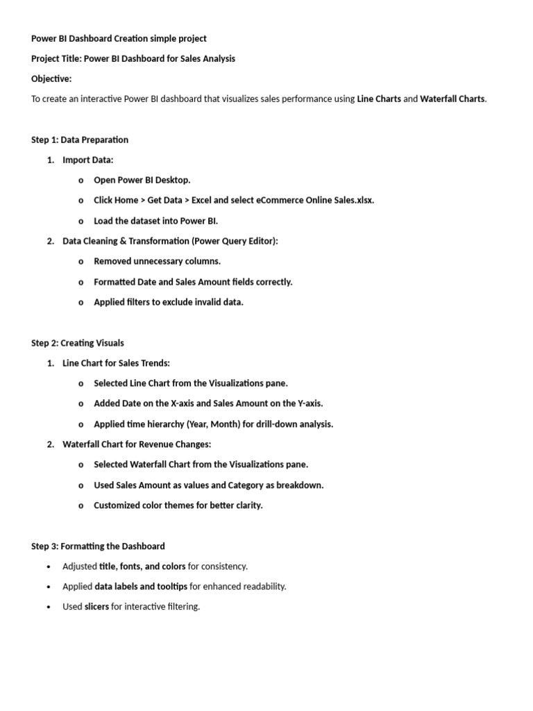 Power BI Dashboard Creation Simple Project | PDF