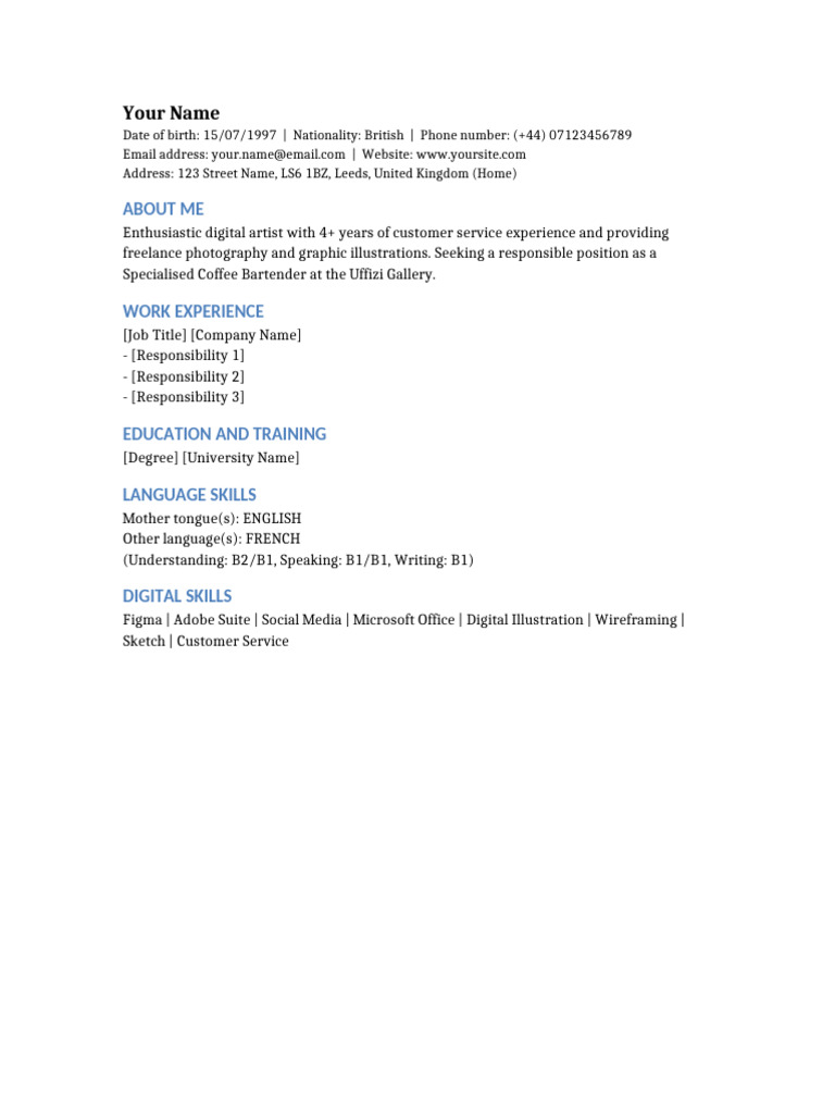Edit-Friendly CV Template | PDF