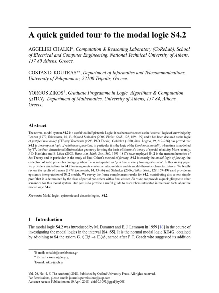 A Quick Guite To Modal Logic S4.2 | PDF | Modal Logic | Epistemology