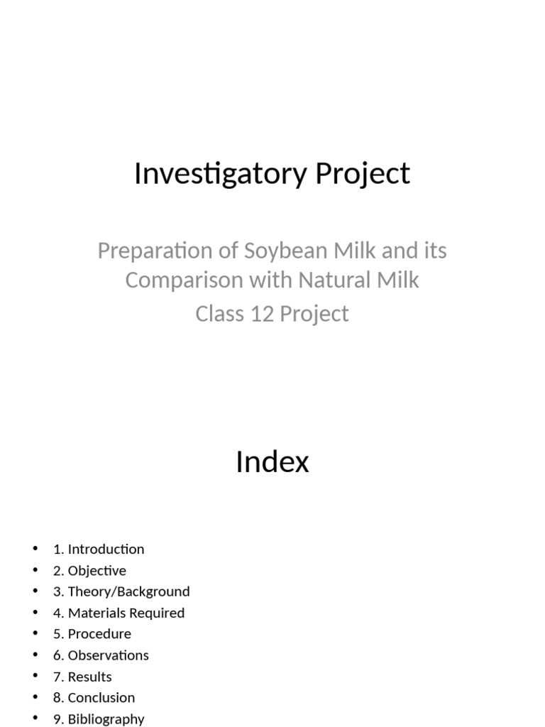 Soybean Vs Natural Milk Project With Images | PDF