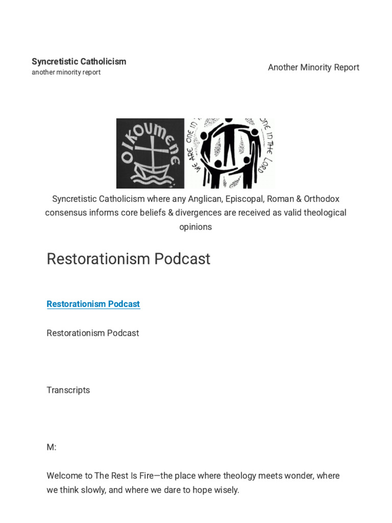 Restorationism Podcast - Syncretistic Catholicism | PDF | Free Will ...