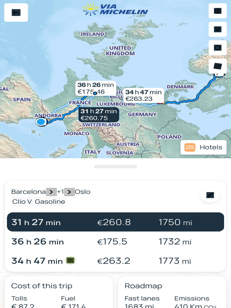 Barcelona - Oslo Driving Directions - Journey, Distance, Time and Costs ...