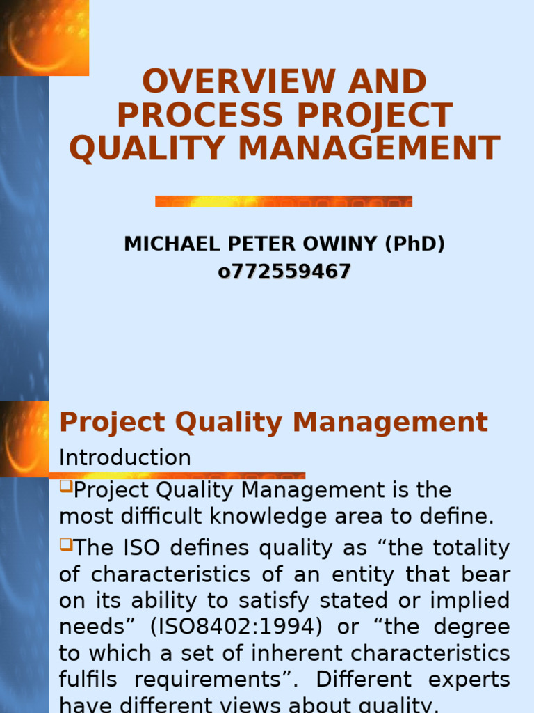 Overview of Project Quality Management | PDF | Quality Management ...