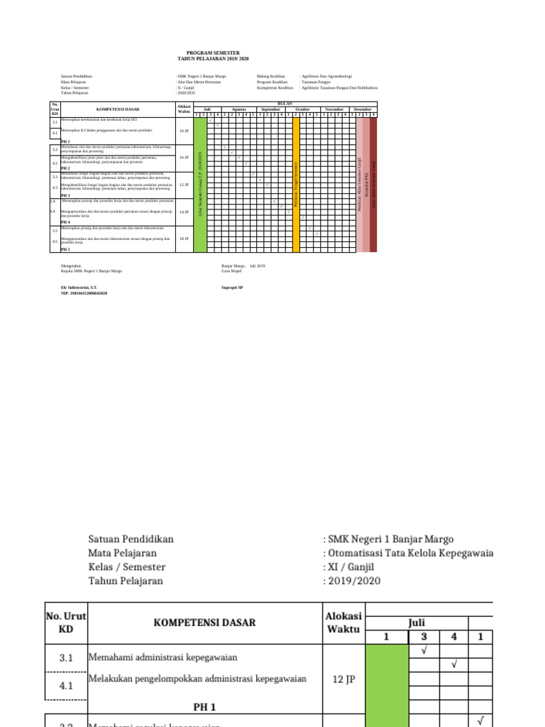 Prosem Kepegawaian Kelas Xi SMT 1 | PDF