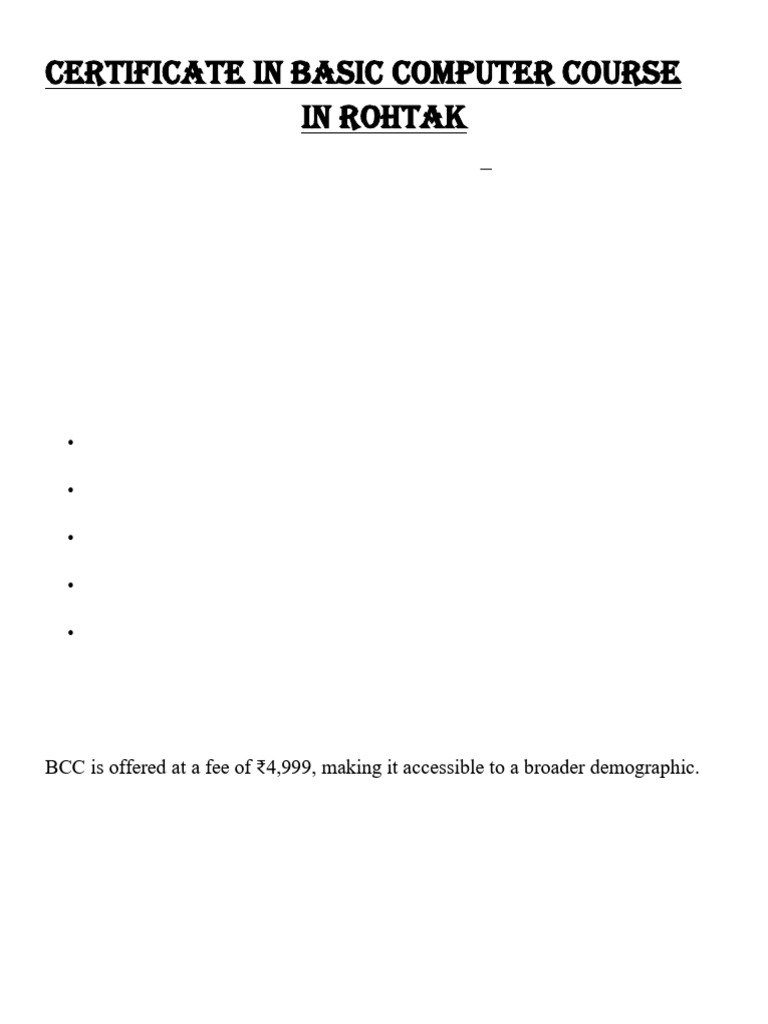 Certificate in Basic Computer Course in Rohtak | PDF | Graphical User ...