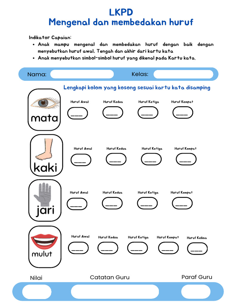 LKPD Belajar Suku Kata | PDF