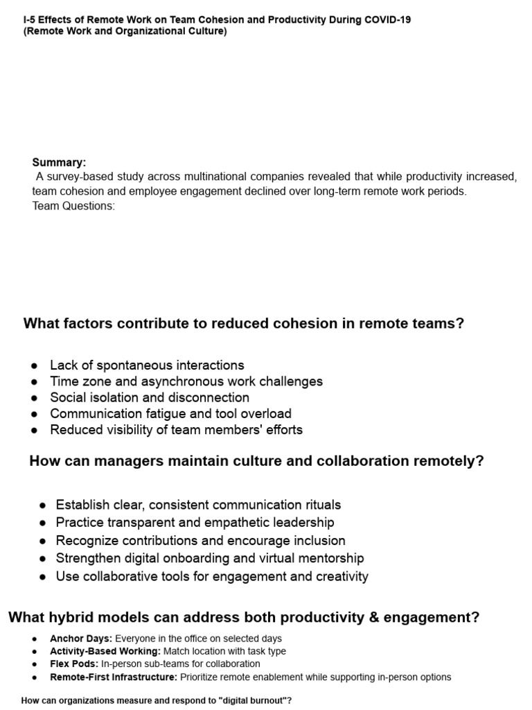 Remote Work's Impact on Team Dynamics | PDF | Leadership | Mentorship