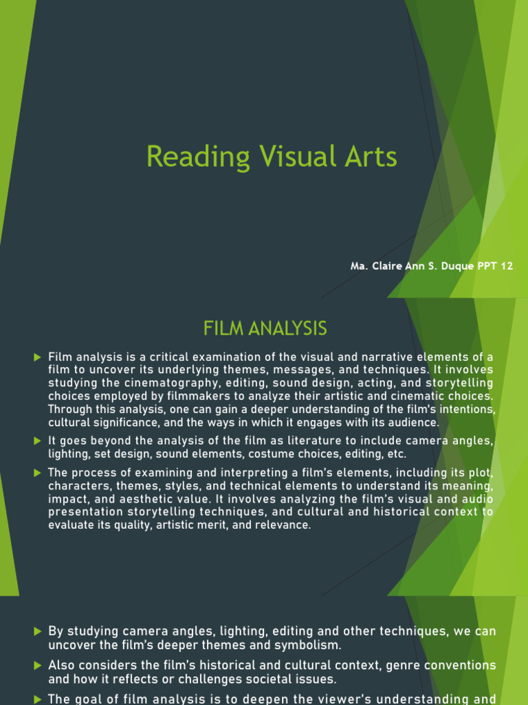 12 Reading Visual Arts Film Analysis | PDF | Narrative | Cinematography
