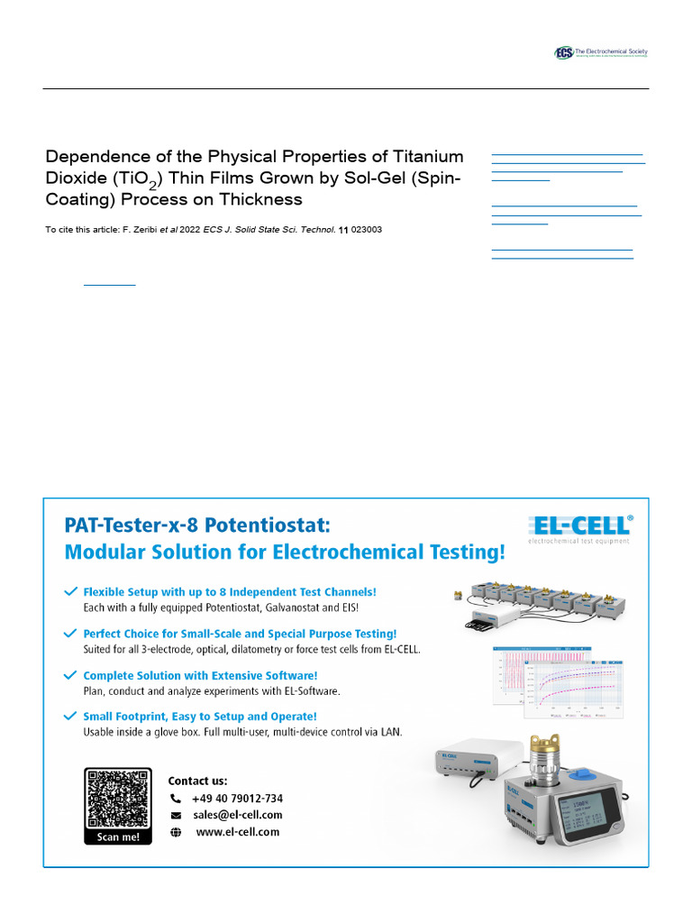Dependence of The Physical Properties of Titanium Dioxide (Tio) Thin ...