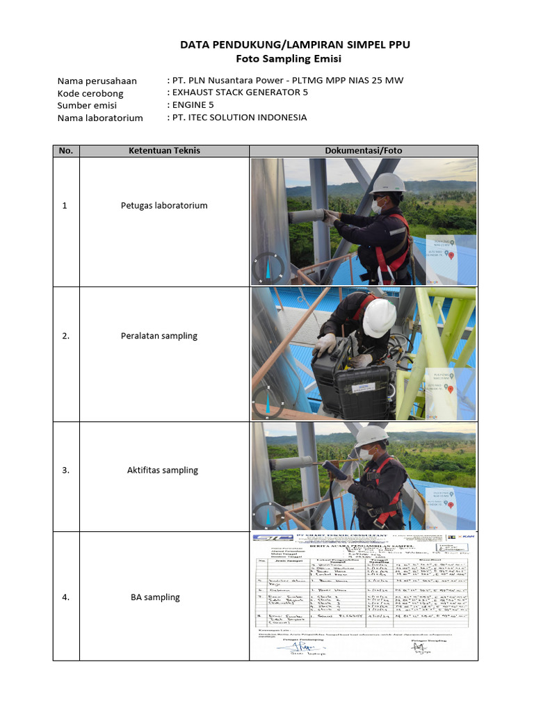 Format Foto Sampling Emisi Engine 5 | PDF