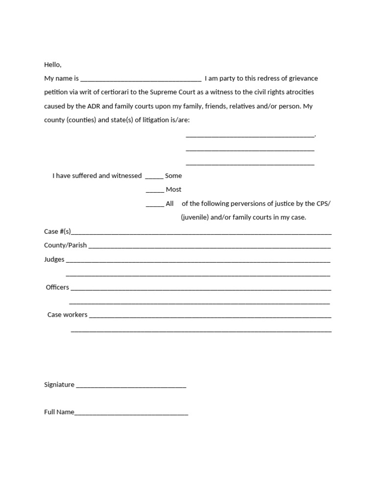 CPS Grievance Participation Form | PDF