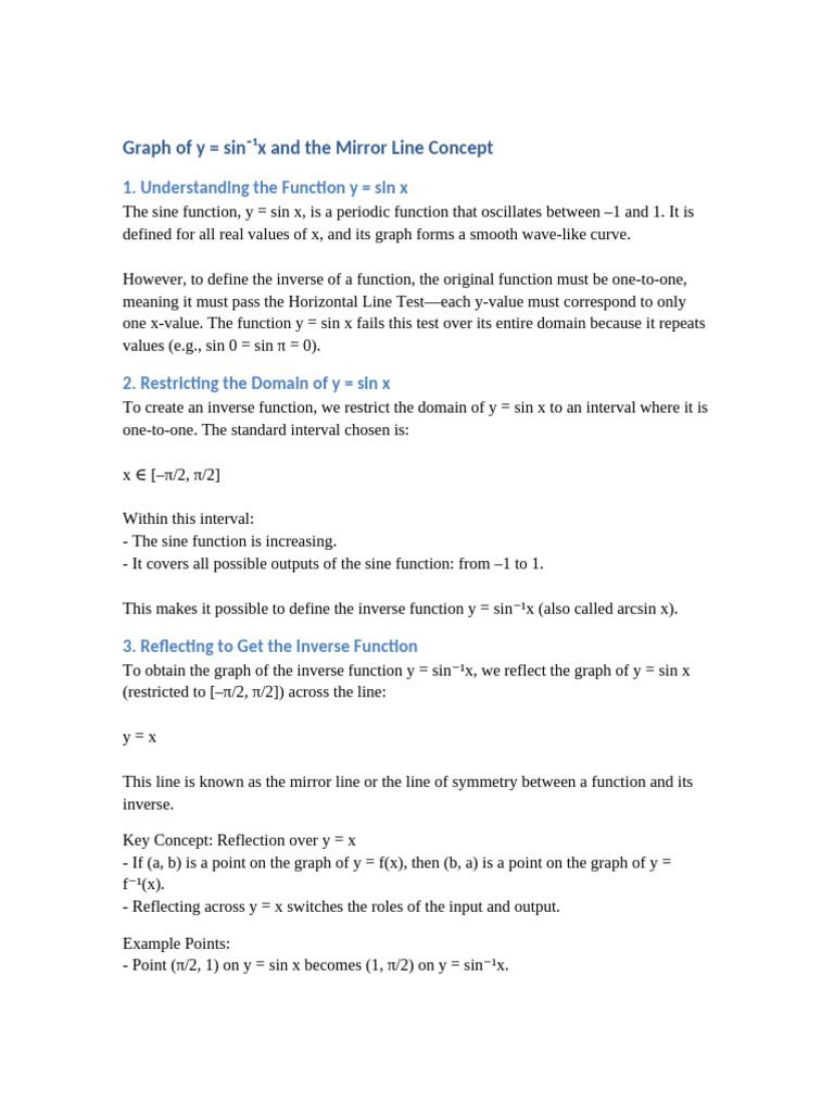 Graph of Inverse Sine Function | PDF