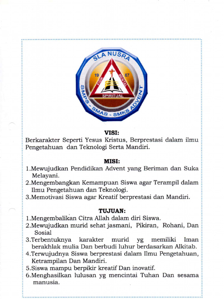 Visi - Misi - Tujuan - Filosofi Dan SK Pembentukan Badan Pengurus Alumni Sla Nusra THN 2017-2022 ...